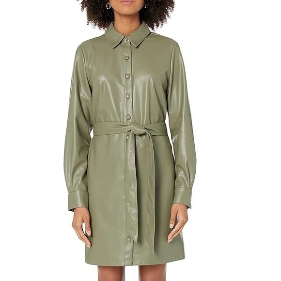The Drop | Dresses | The Drop Olive Vegan Leather Shirt Dress | Poshmark